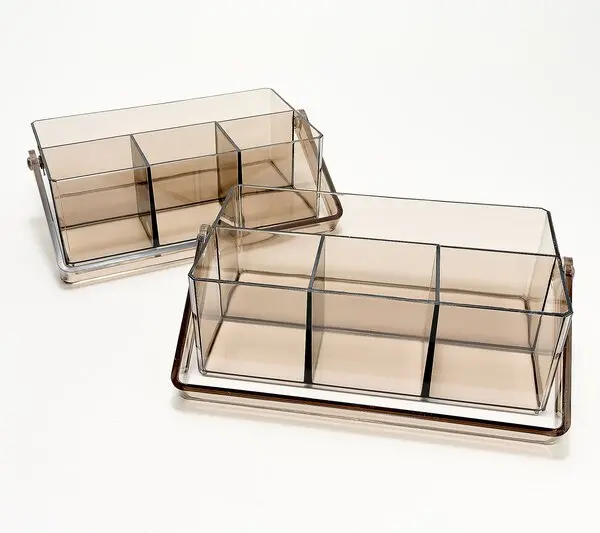 CELLA As Is C E Ll A Set Of 2 Clear Caddies With Dividers - One-color