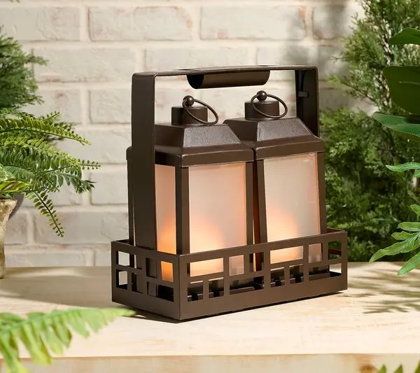 P.S. HOME As Is Set 2 Solar-powered Lanterns W/charging Base