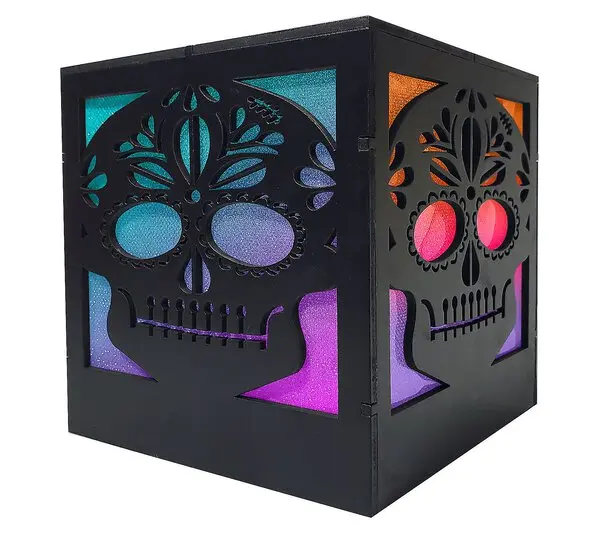 LUMABASE Battery Operated Color Changing Sugarkull Box - One-color