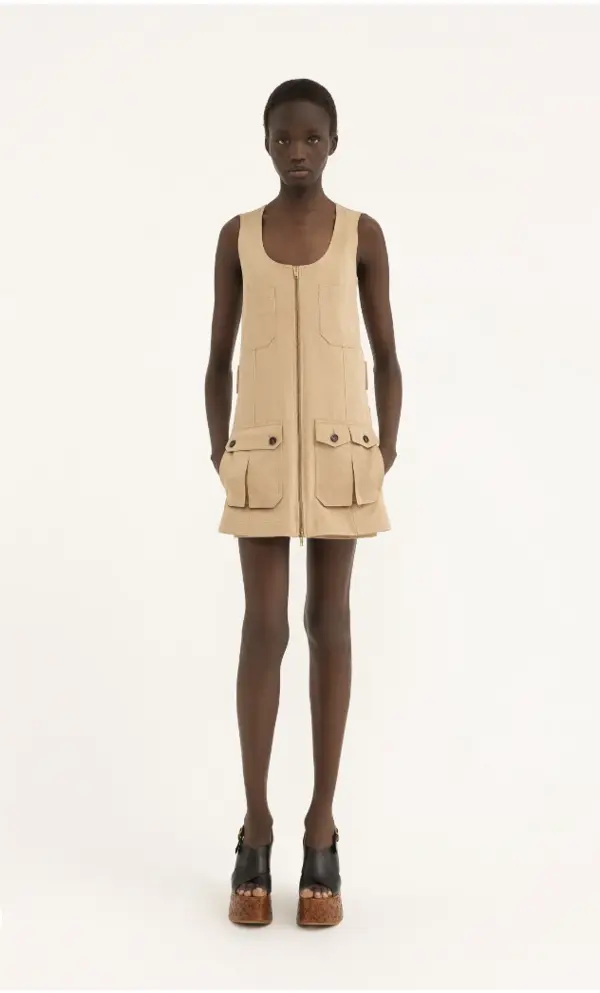 Chloé Saharienne Dress In Cotton Gabardine