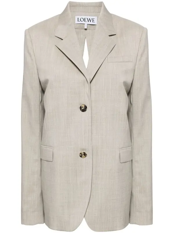 Loewe Tied-back Wool Blazer - Neutrals