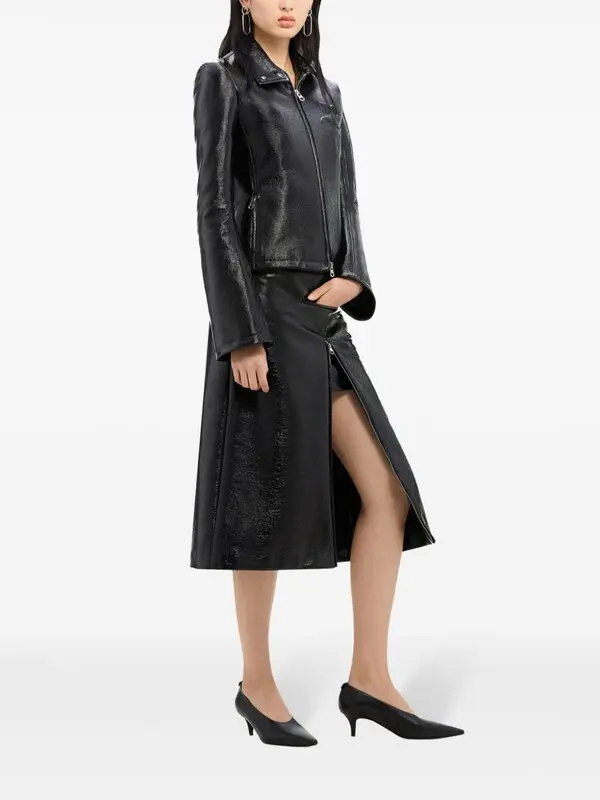 COURREGES Zip-detail Coated Midi Skirt