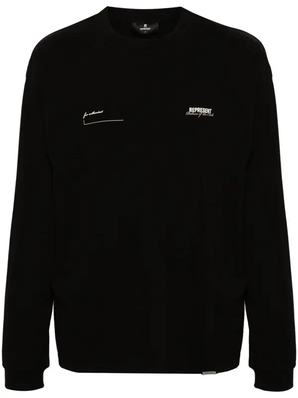 REPRESENT Logo-print Cotton T-shirt - Black