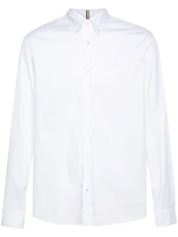 BOSS Logo-embroidered Poplin Shirt - White