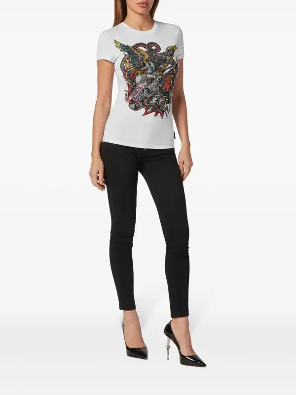 Philipp Plein Tattoo-embellished T-shirt - White