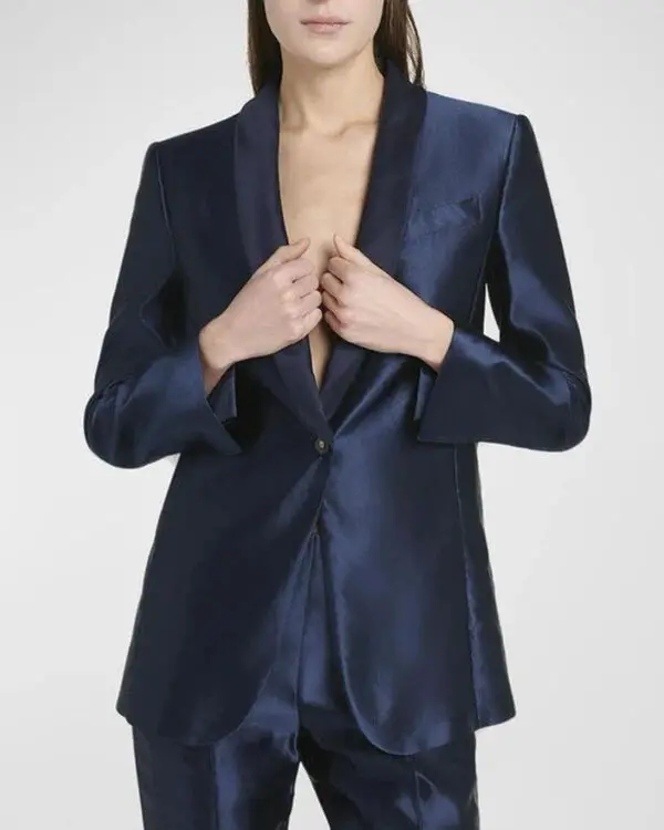 Giorgio Armani Linen-silk Blazer - Navy