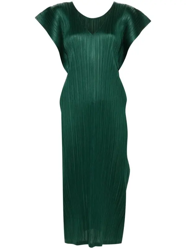 Issey Miyake March Plissé Minidress - Green