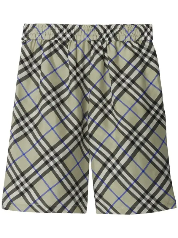 Burberry Nova Check Silk Shorts - Green