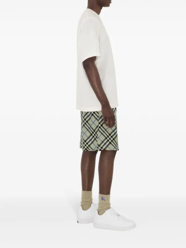 Burberry Nova Check Silk Shorts - Green