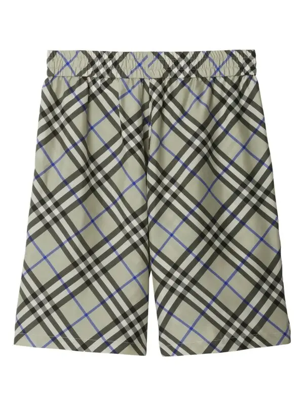 Burberry Nova Check Silk Shorts - Green