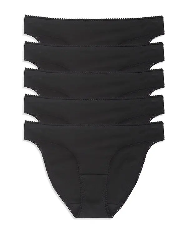 ON GOSSAMER Cabana Cotton Bikini Set Of 5 - Black