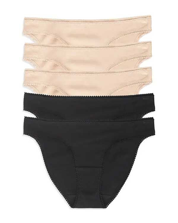 ON GOSSAMER Cabana Cotton Bikini Set Of 5 - Black/champagne