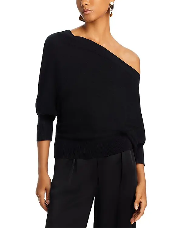 Altuzarra Paxi Off-Shoulder Cashmere Sweater Black Editorialist