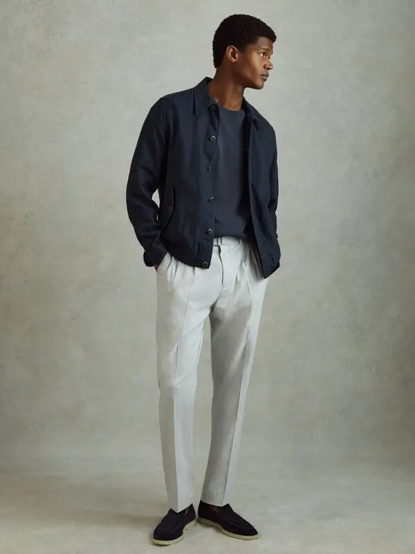 REISS Cadiz Linen Elasticated Hem Overshirt