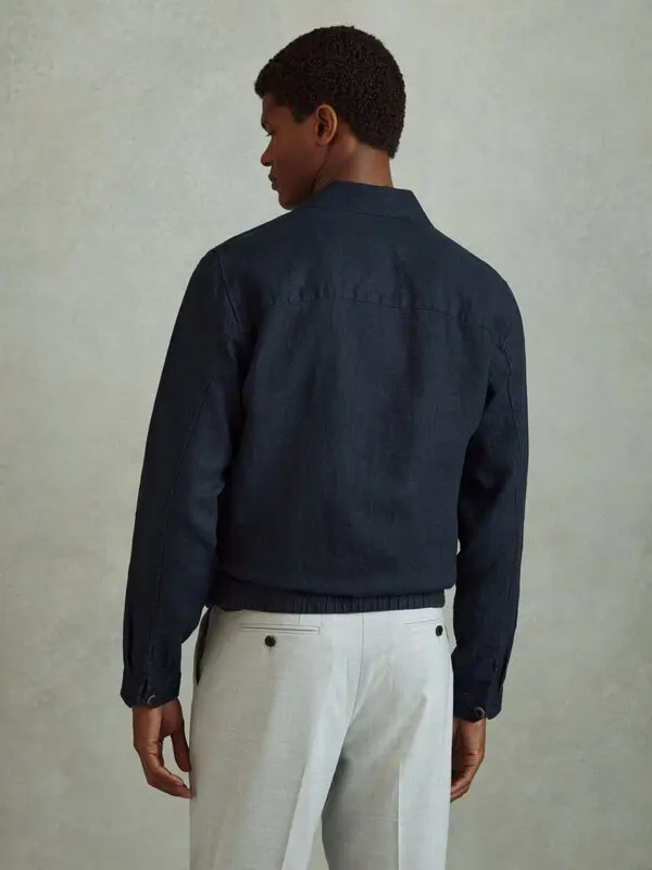REISS Cadiz Linen Elasticated Hem Overshirt