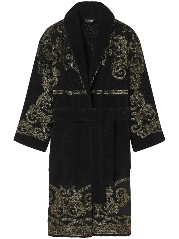 Versace Coupe Des Dieux Bathrobe - Black