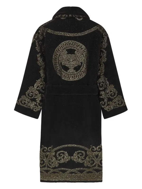 Versace Barocco-embroidered Belted Bath Robe