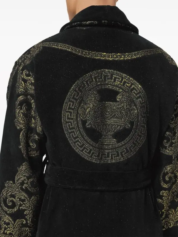 Versace Barocco-embroidered Belted Bath Robe
