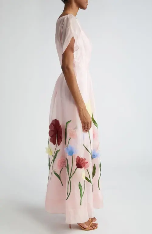 Lela Rose Floral Embroidered Silk Organza Dress In Peony - 70% Off |  Editorialist