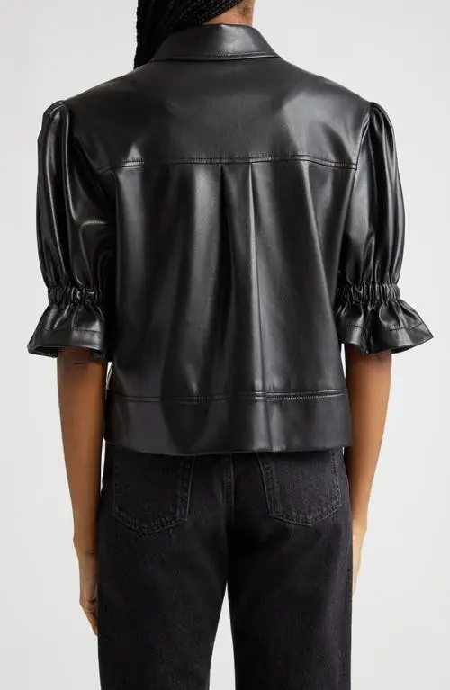 Cinq À Sept Holly Ruffle Faux Leather Jacket - Black