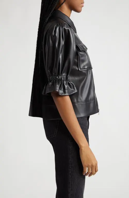 Cinq À Sept Holly Ruffle Faux Leather Jacket - Black