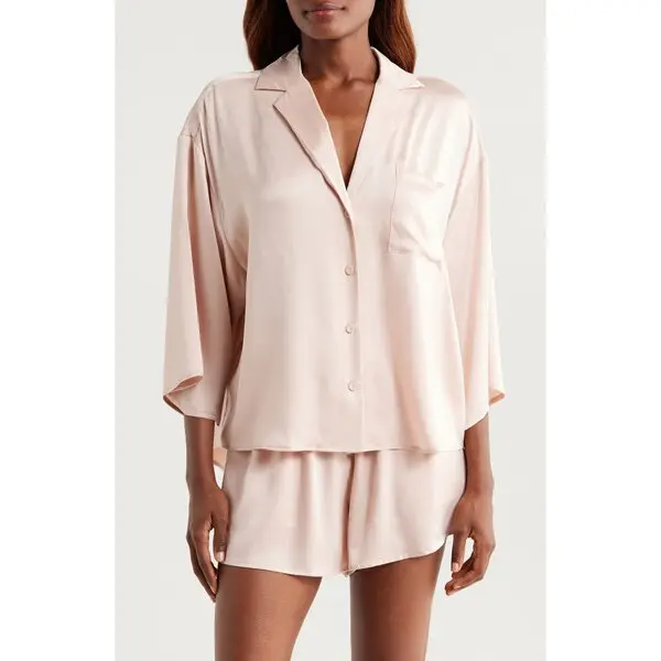 Lunya Washable Silk Button-up Short Pajamas - Delicate Pink