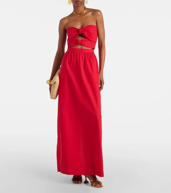 ADRIANA DEGREAS Gathered Cotton Jersey Maxi Dress