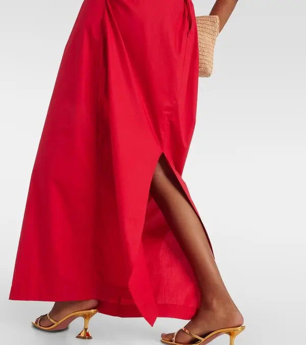 ADRIANA DEGREAS Gathered Cotton Jersey Maxi Dress