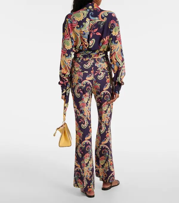 Etro Paisley Print Flared Trousers - Blue