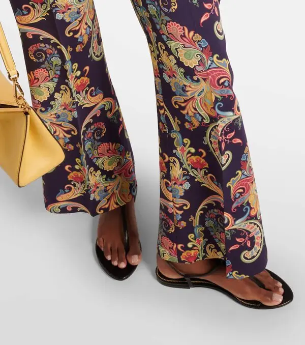 Etro Paisley Print Flared Trousers - Blue