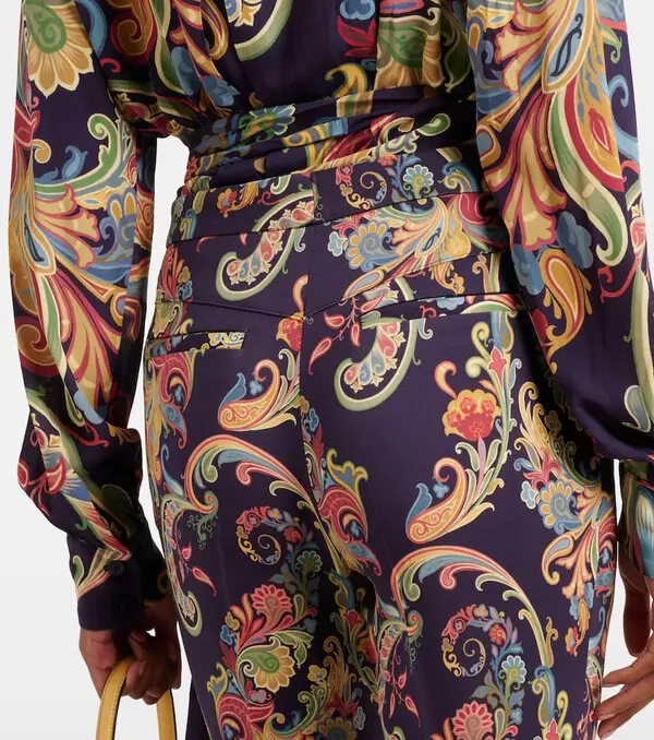 Etro Paisley Print Flared Trousers - Blue