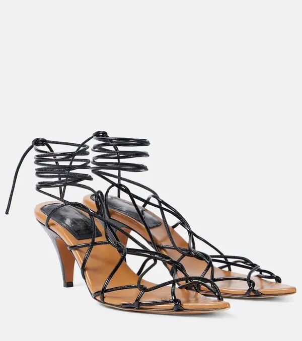 Khaite Arden 75 Leather Sandals - Black