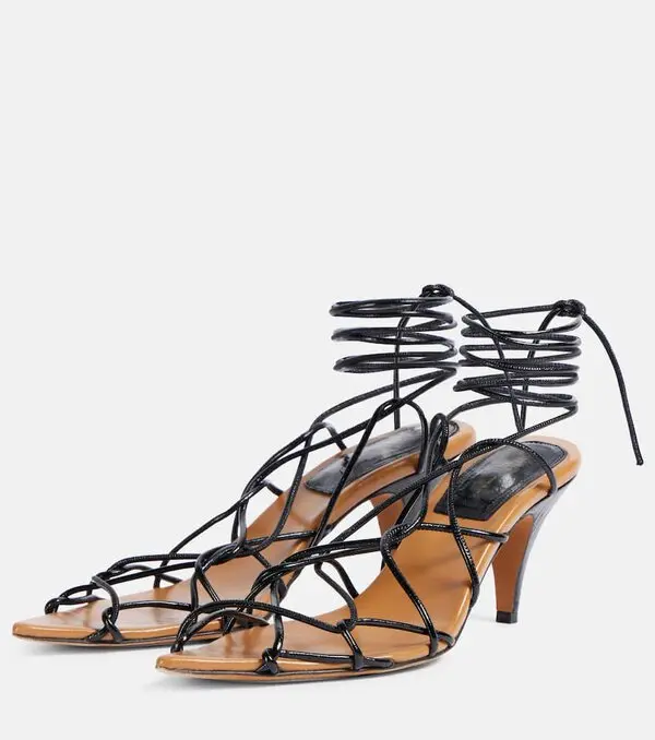 Khaite Arden 75 Leather Sandals - Black