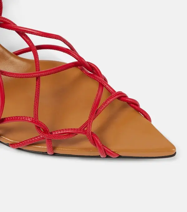Khaite Arden 75 Leather Sandals - Red