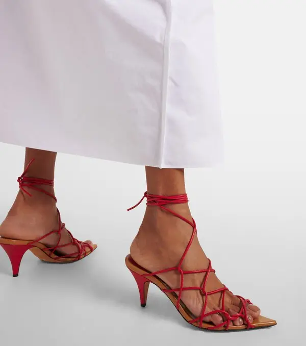 Khaite Arden 75 Leather Sandals - Red