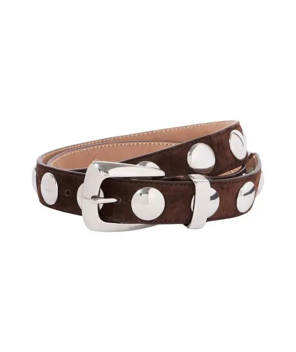Khaite Benny Studded Suede Belt - Brown