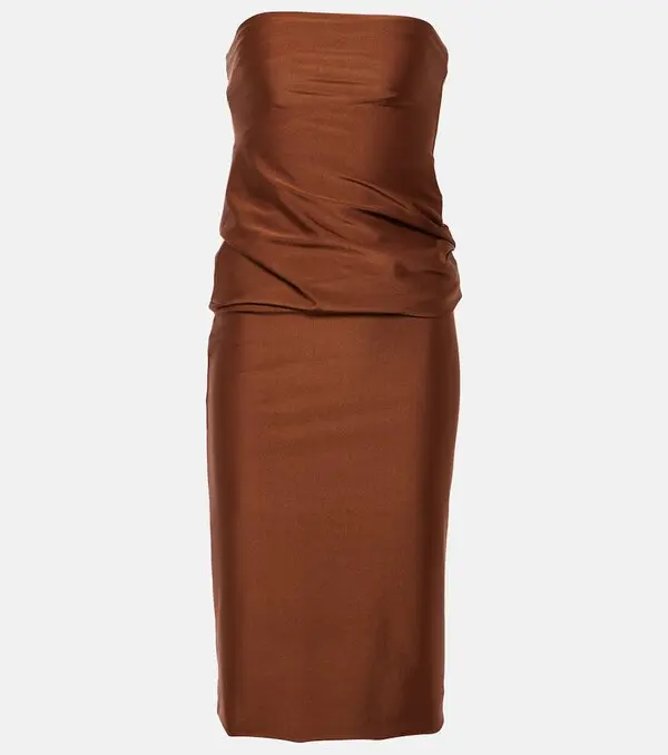Sportmax Bilma Strapless Midi Dress - Brown