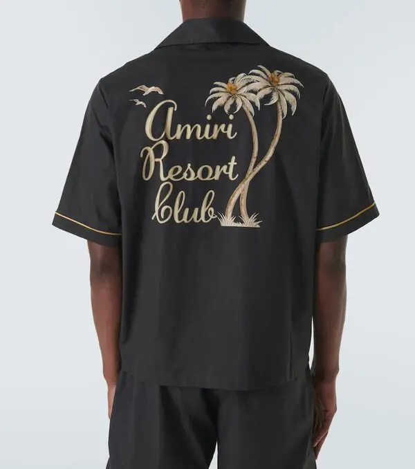 Amiri Resort Club Embroidered Cotton Bowling Shirt