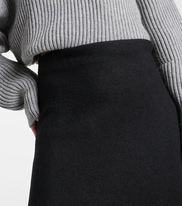 JIL SANDER Wool Midi Skirt - Black