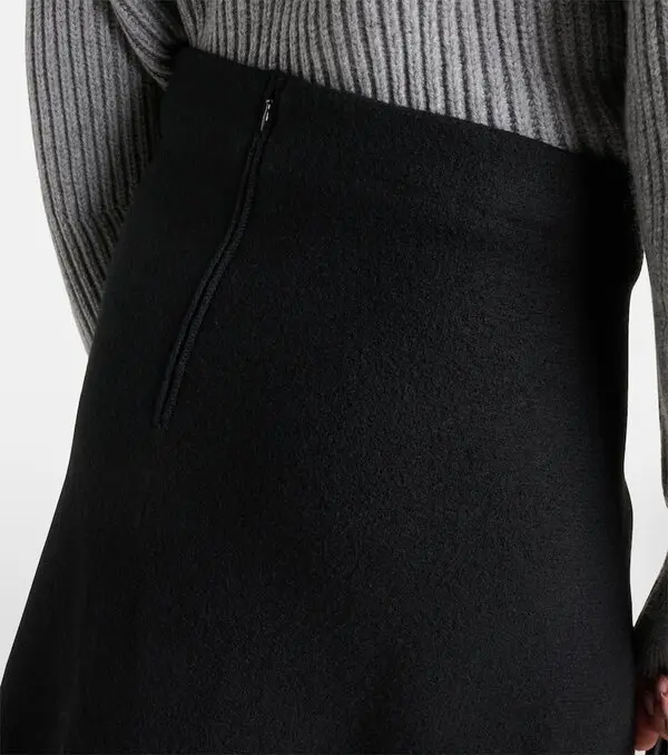JIL SANDER Wool Midi Skirt - Black