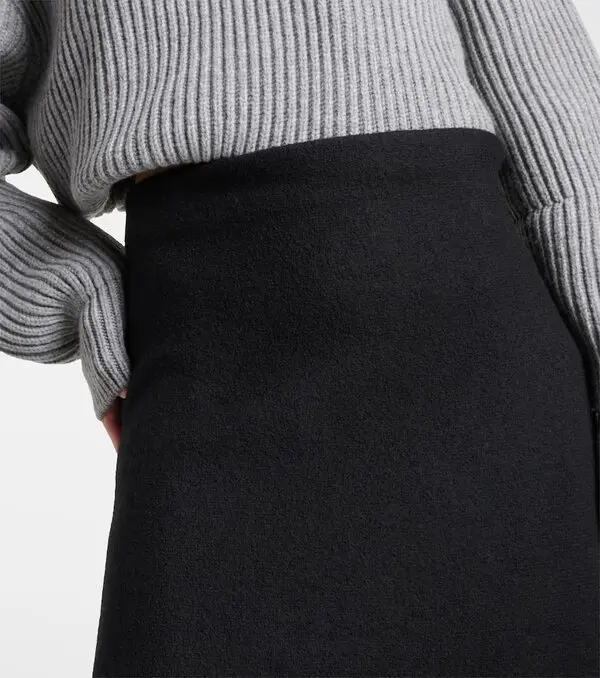 JIL SANDER Wool Midi Skirt - Black