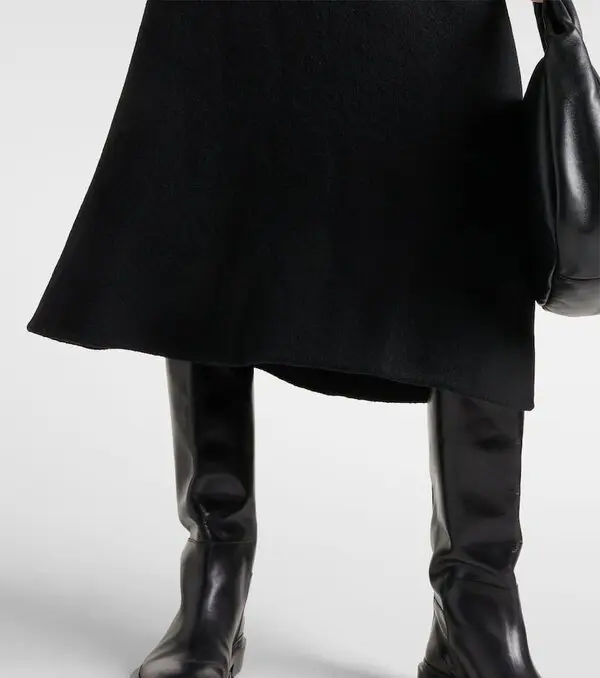 JIL SANDER Wool Midi Skirt - Black