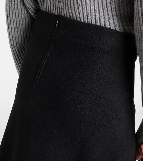 JIL SANDER Wool Midi Skirt - Black