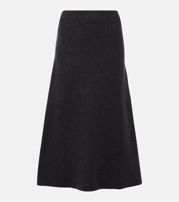 JIL SANDER Wool Midi Skirt - Grey