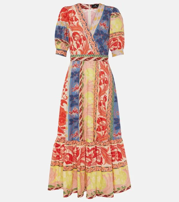 Etro Printed Cotton Wrap Dress - Multicoloured