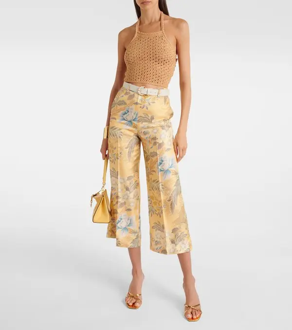 Etro Crochet Cotton Halter Top With Self-ties