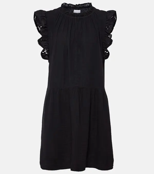 Velvet By Graham & Spencer Grace Lace-trimmed Minidress - Black