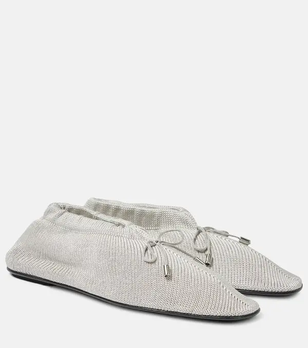 TOTEME Bow-detail Crochet Flats - Silver