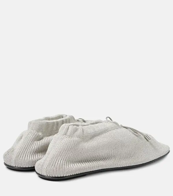 TOTEME Bow-detail Crochet Flats - Silver