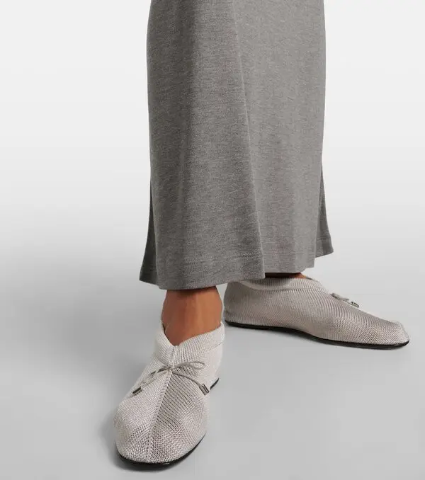 TOTEME Bow-detail Crochet Flats - Silver